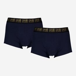 Cavalli Class 2er-Pack dunkelblaue Boxershorts mit Logo am Bund