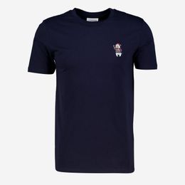 LINDBERGH Dunkelblaues T-Shirt mit gesticktem B&auml;renmotiv