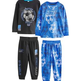 next Pyjama Jungen Gr&ouml;&szlig;e 140 azur / grau / schwarz / naturwei&szlig;