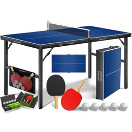 Kesser&reg; Tischtennisplatte Mini mit Tischtennisschl&auml;ger-Set, Tischtennisb&auml;llen und TT-Netz Indoor Unterwegs, laminierte Platte + klappbar &ndash; Kofferdesign, Kinder und Erwachsene &ndash; 153 x 76,5 cm