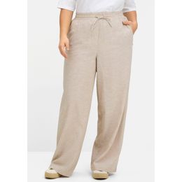 sheego Große Größen Jogg Pants aus Leinen-Mix, weite Form, beige, Größe 46 - Damen