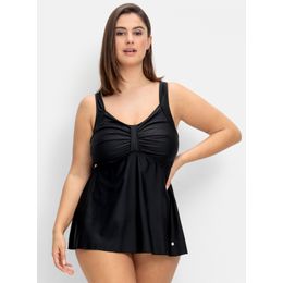 sheego Große Größen Tankini-Oberteil mit Raffung im Brustbereich, schwarz, Größe 50D - Damen