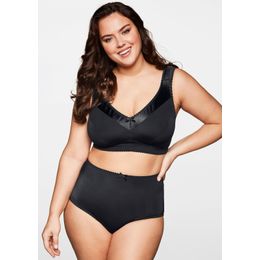 sheego Damen BH ohne Bügel mit Satinblende, schwarz, Größe 125C
