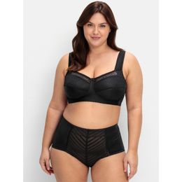 sheego Damen Entlastungs-BH ohne Bügel mit Spitzen-Details, schwarz, Größe 100D