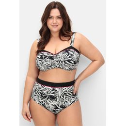 sheego Große Größen Bikini-Hose mit Blätterprint und Shaping-Effekt, schwarz bedruckt, Größe 48 - Damen