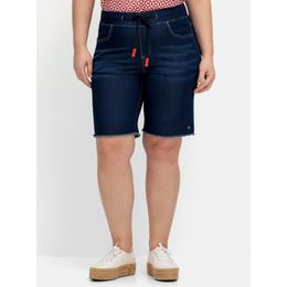 sheego Damen Bermudas mit schmaler Beinform, dark blue denim, Größe 48