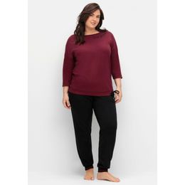 sheego Damen Oversize-Shirt mit Wordingprint, weinrot, Größe 44/46