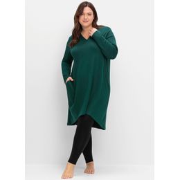 sheego Gro&szlig;e Gr&ouml;&szlig;en Freizeitkleid mit l&auml;ngerem R&uuml;ckteil, tiefgr&uuml;n, Gr&ouml;&szlig;e 56/58 - Damen