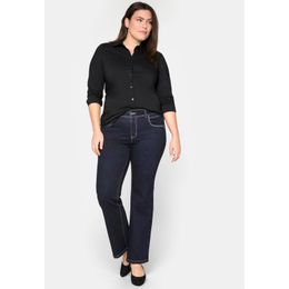 sheego Damen Stretchbluse leicht tailliert, schwarz, Größe 50