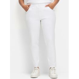 sheego Damen Jeggings mit breitem Gummibund, white denim, Größe 48