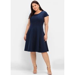 sheego Damen Cocktailkleid in Bahnenform, marine, Größe 40