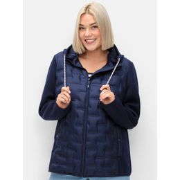 sheego Damen Steppjacke mit Kordelzug, marine, Größe 50