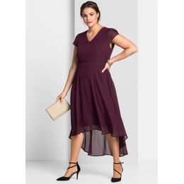 sheego Damen Abendkleid mit Flügelärmeln, aubergine, Größe 52