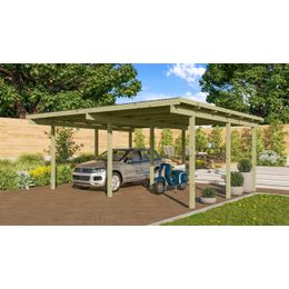 Doppelcarport Karibukdi, Carports, "&raquo;ECO 1&laquo; Variante A, kesseldruckimpr&auml;gniert", aus Masivholz