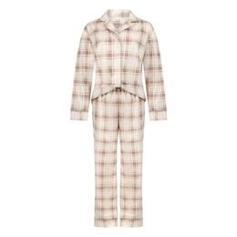Hunkem&ouml;ller Hunkem&ouml;ller Pyjama Damen Gr&ouml;&szlig;e L sand / wei&szlig; Winterkleid