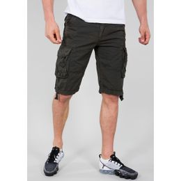Cargobermudas Alpha Industries "Jet Short", Herren, Gr. 33, N-Gr, grau (grau schwarz), Web, Obermaterial: 100% Baumwolle, unifarben, normal knieumspielend, Hosen