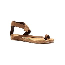 Comfortfusse Leder-Zehensandalen in Sand - 56% | Größe 40 | Damen-sandalen