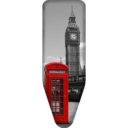 B&uuml;gelbrettbezug BISCHOF COLOMBO "London", schwarz (grau, rot, schwarz), B:114cm T:36cm, Baumwolle, B&uuml;gelbrettbez&uuml;ge, 250g Molton-Posterung, 114x 36 cm