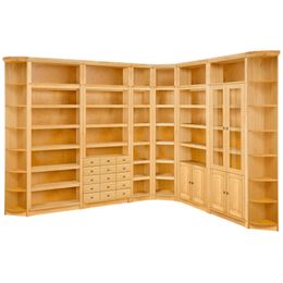 Bücherregal Home Affaire "Soeren", beige (gelaugt, geölt), H:220cm T:33cm, Regale, in 2 Höhen und 2 Tiefen, mit viel Stauraum