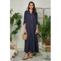 Lin Passion Leinen-Kleid in Dunkelblau - 77% | Größe 38/40 | Damen-kleider