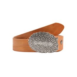 Lederg&uuml;rtel RETTUNGSRING G&Uuml;RTEL, Damen, Gr. 105, braun (cognac), Leder, unifarben, G&uuml;rtel Lederg&uuml;rtel, mit austauschbarer Schlie&szlig;e &raquo;Oval Nieten Mit Strass&laquo;