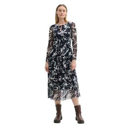 Tom Tailor Kleid in Dunkelblau/ Weiß - 74% | Größe 38 | Damen-kleider