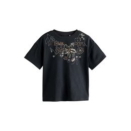 next T-Shirt M&auml;dchen Gr&ouml;&szlig;e 104 kastanienbraun / gold / schwarz / wei&szlig;