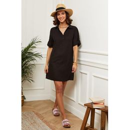 Le Monde du Lin Leinen-Kleid in Schwarz - 57% | Gr&ouml;&szlig;e 38/40 | Damen-kleider