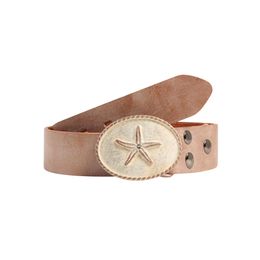Lederg&uuml;rtel RETTUNGSRING G&Uuml;RTEL, Damen, Gr. 11,5, beige (natur), Leder, unifarben, G&uuml;rtel Lederg&uuml;rtel, mit austauschbarer Schlie&szlig;e &raquo;Seestern Rosa Kristall&laquo;