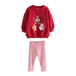 next Set: Sweatshirt und Leggings M&auml;dchen Gr&ouml;&szlig;e 68 taupe / apricot / rot / wei&szlig;