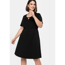 sheego Große Größen Jerseykleid mit Cut-out am Ausschnitt, schwarz, Größe 50 - Damen