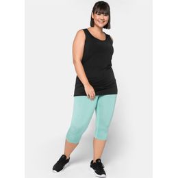 sheego Damen Sporttop in schmaler Form, schwarz, Gr&ouml;&szlig;e 42