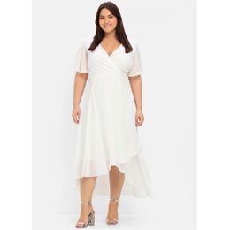 sheego Damen Chiffonkleid mit asymmetrischem Saum, offwhite, Größe 42