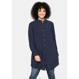 sheego Damen Longbluse mit Raffungen, marine, Gr&ouml;&szlig;e 48