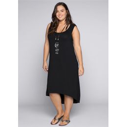 sheego Damen Strandkleid mit Vokuhila-Saum, schwarz, Größe 56