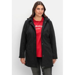 sheego Damen Parka in wasserabweisender Qualität, schwarz, Größe 58