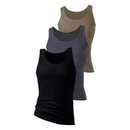 H.I.S. H.I.S Doppelripp-Tanktops (3 Stck.) Herren Gr&ouml;&szlig;e XS dunkelbeige / dunkelgrau / schwarz