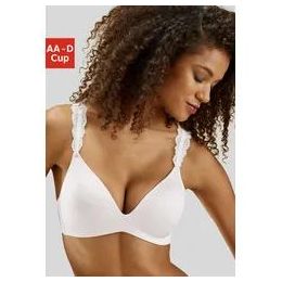 Push-up-BH Lascana, Damen, Gr. 85, Cup AA, beige (creme), Microtouch, Obermaterial: 60% Polyamid, 35% Polyester, 5% Elasthan, BHs Push-up-BH, ohne B&uuml;gel mit wundersch&ouml;nen Spitzentr&auml;gern, Dessous