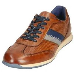 Sneaker Bugatti, Herren, Gr. 41, braun (cognac used), Leder, Schuhe Sneaker, Businessschuh, Halbschuh, Schn&uuml;rschuh mit Kontrast-Streifen