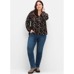 sheego Damen Tunika im Doppelpack, aubergine + schwarz-gemustert, Gr&ouml;&szlig;e 48