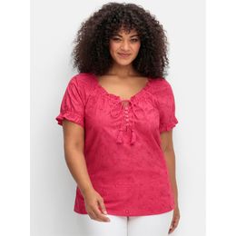 sheego by Joe Browns Damen Tunika mit Lochstickerei, pink, Größe 58