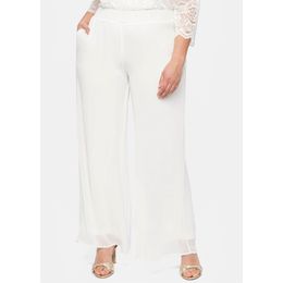 sheego Gro&szlig;e Gr&ouml;&szlig;en Palazzohose aus Chiffon, im Lagenlook, offwhite, Gr&ouml;&szlig;e 46 - Damen