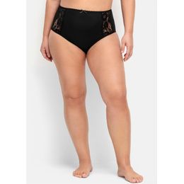 sheego Damen Taillenslip mit transparenter Spitze, schwarz, Gr&ouml;&szlig;e 40