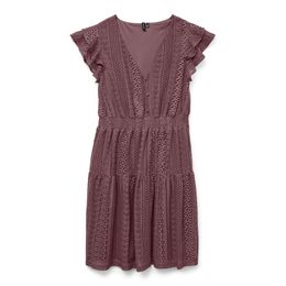 Véro Moda Minikleid VERO MODA "VMHONEY LACE V-NECK SHORT DRESS WVN GA", Damen, Gr. S, N-Gr, rose braun pattern:original lace, Web, Obermaterial: 75% Baumwolle, 25% Nylon, unifarben, lässig geschnitten kurz, V-Ausschnitt, Kleider Minikleid, Sommerkleid