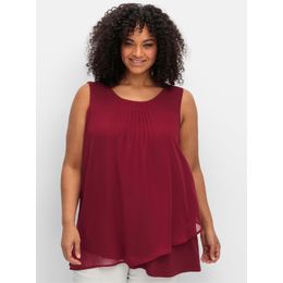 sheego Gro&szlig;e Gr&ouml;&szlig;en 2-in-1-Top aus Chiffon und Jersey, rubinrot, Gr&ouml;&szlig;e 50 - Damen