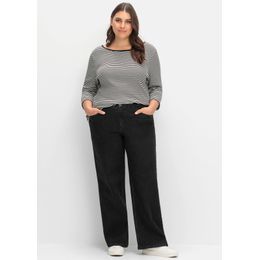 sheego Gro&szlig;e Gr&ouml;&szlig;en Jeans in durchgehend weiter Beinform, black denim, Gr&ouml;&szlig;e 52 - Damen