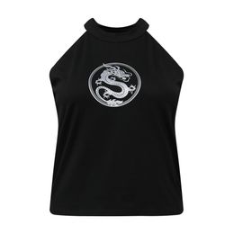 Mister Tee Curvy Top 'Dragon' female size 5XL Light grey / Black