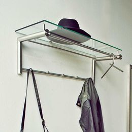 Pharao24.de H&auml;ngegarderobe aus Edelstahl Glasablage