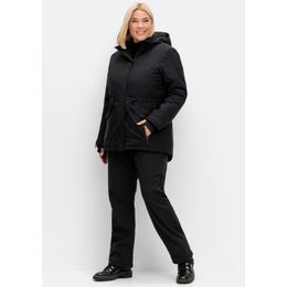 sheego Damen Outdoorjacke mit abnehmbarer Kapuze, schwarz, Gr&ouml;&szlig;e 48