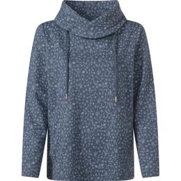 CR&Eacute;ATION L Damen Sweatshirt mit &uuml;berlappenden Rollkragen rauchblau-bleu-bedruckt Gr&ouml;&szlig;e 36